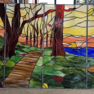 Autumn Scene Stained Glass - Etsy