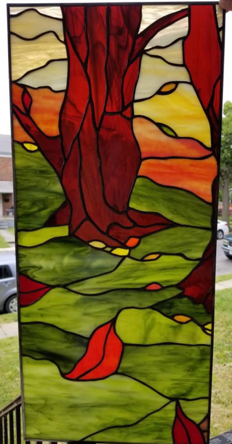 Autumn Scene Stained Glass - Etsy