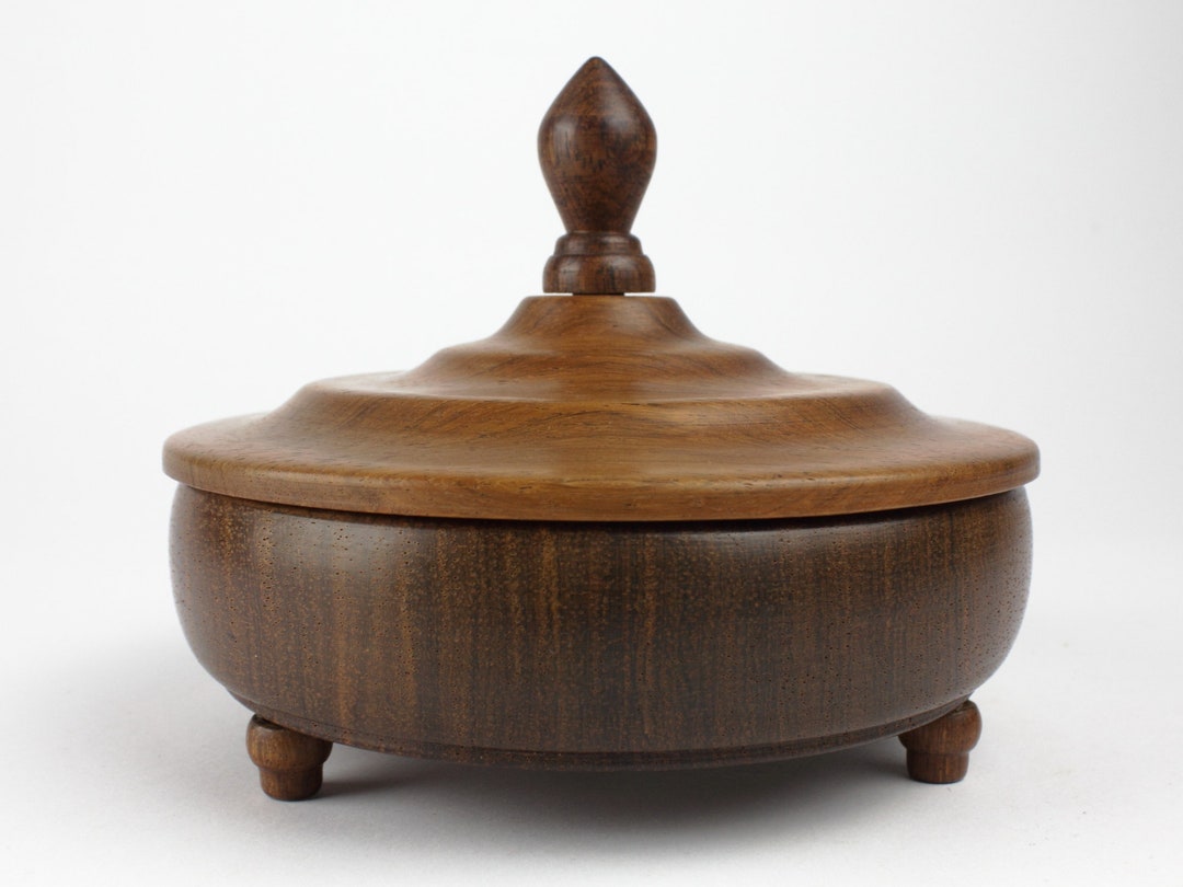 Mid Century Wooden Can, Socket, Turned Box With Lid, Germany Art and ...