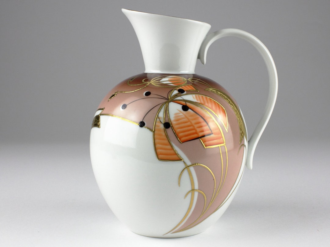 50s Porcelain Vase by Schaubach Lilies Decor Mcm White - Etsy