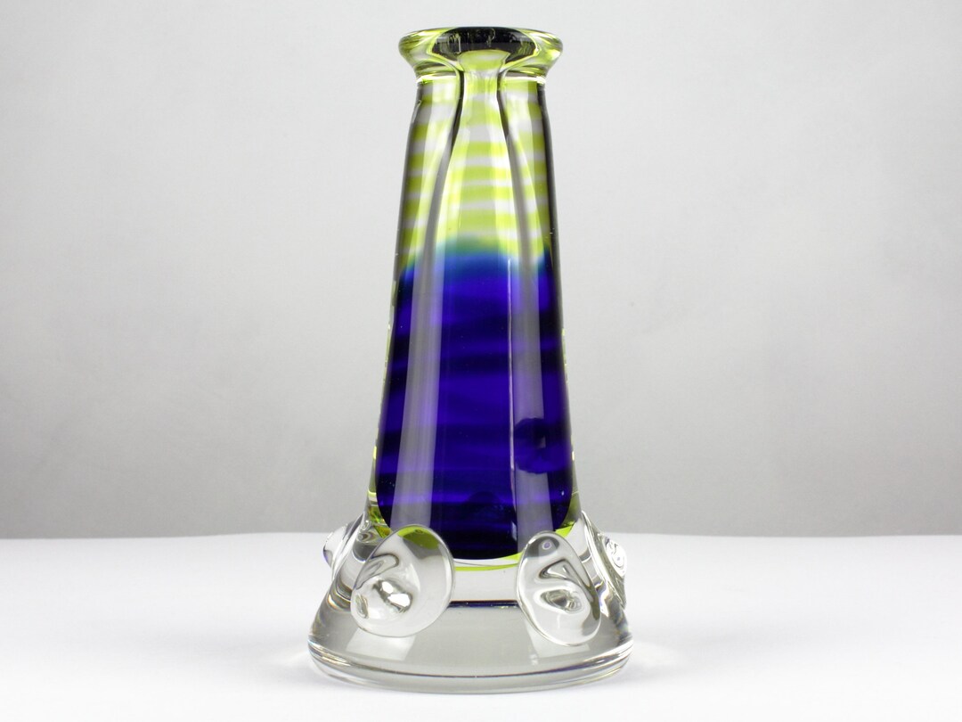 Glamorous Block Glass Vase, Vintage Design Glass Vase, Czech Art Work ...