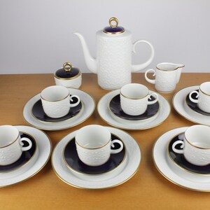 Freiberger Coffee Place Settings for 6 Persons, Coffee Pot, Suggar Pot and Creamer, East Germany ...