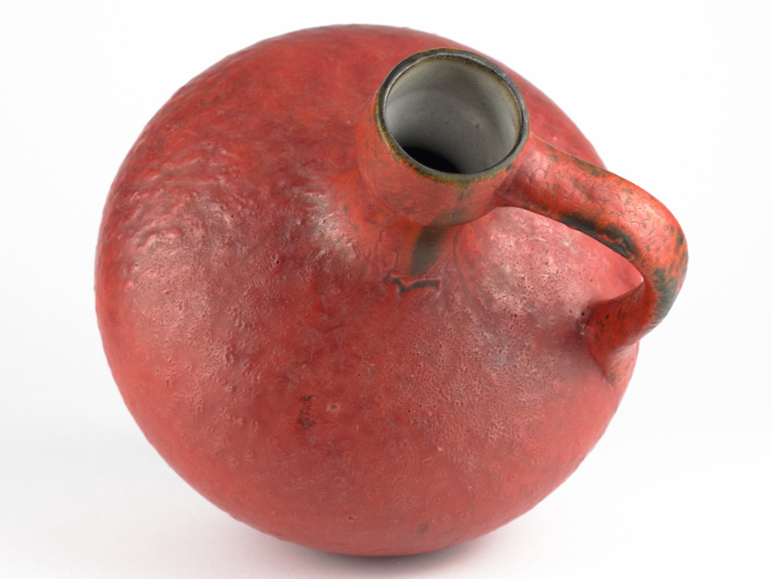 Ruscha Vulkano, Red Ceramic Vase, West German Pottery, Mid Century ...
