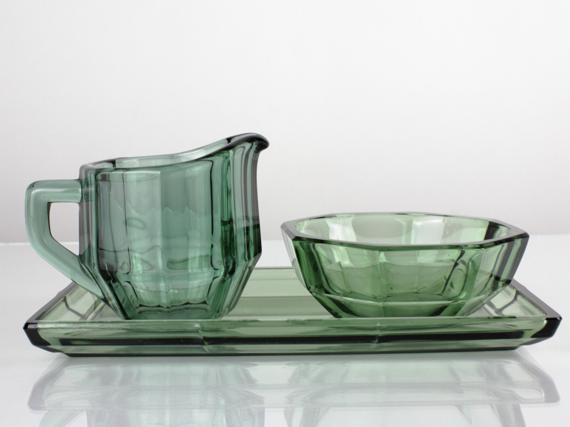 Art Deco Creamer and Sugar Box Milk and Sugar Set Glass - Etsy