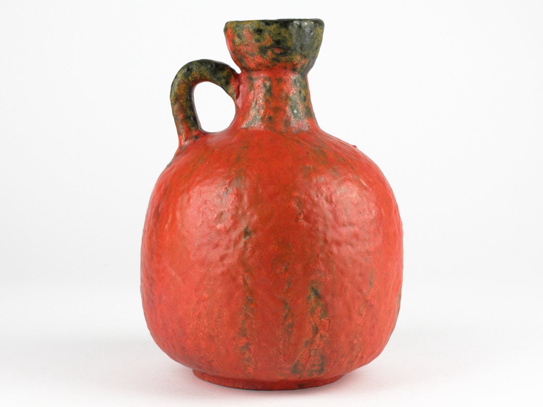 Ruscha 333 Vulkano, Red Ceramic Vase, West German Pottery, Mid Century ...