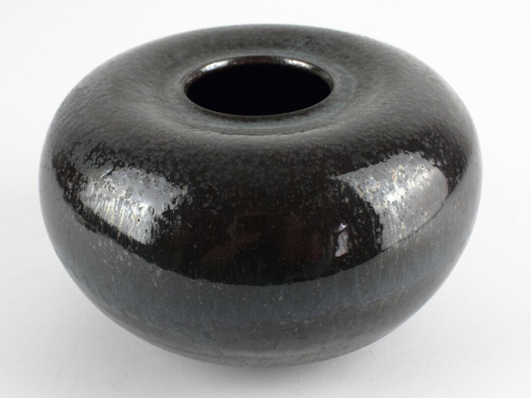 Kristian Körting Vintage Studio Ceramic Vase, Black Crystalline Glaze ...