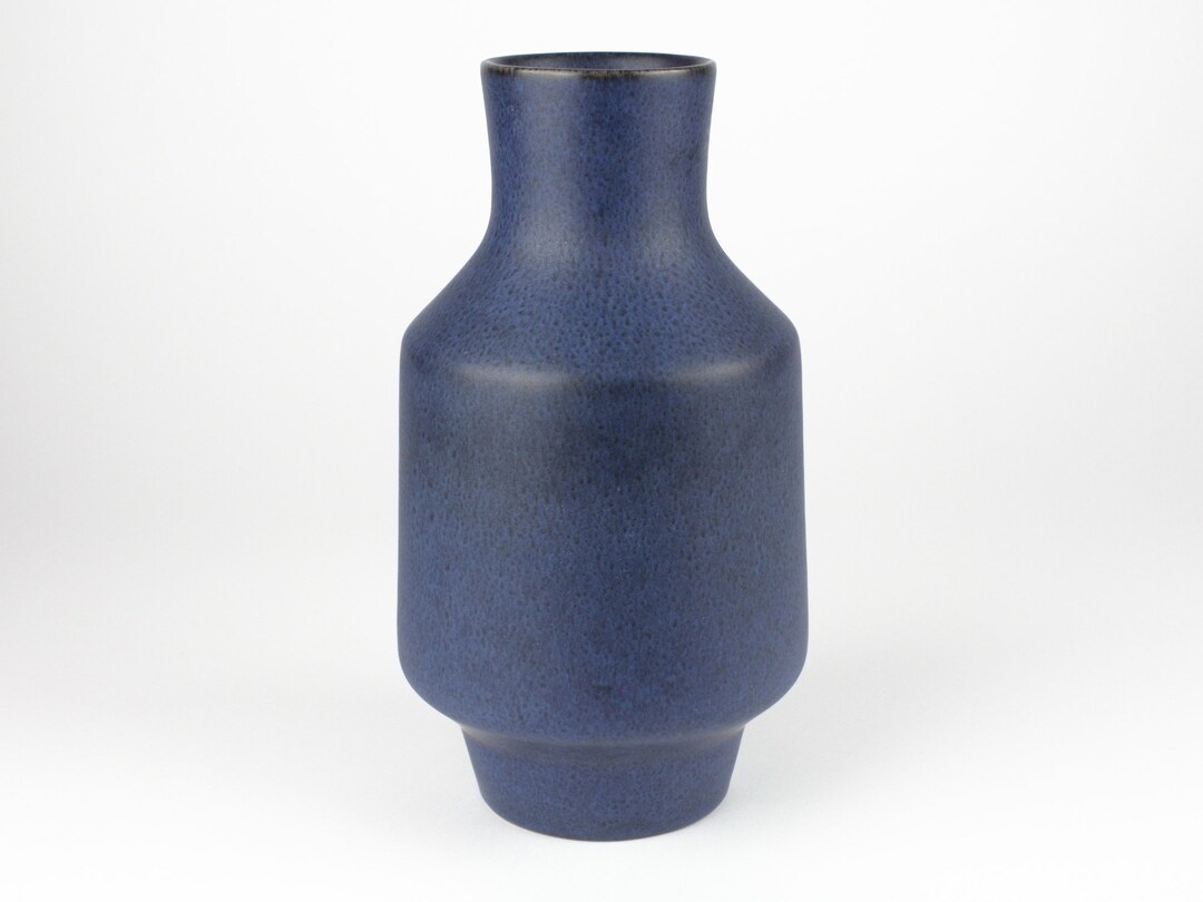 Blue Vintage Ceramic Vase, Matt Blue Glaze, Signed Studio Pottery, Mid ...