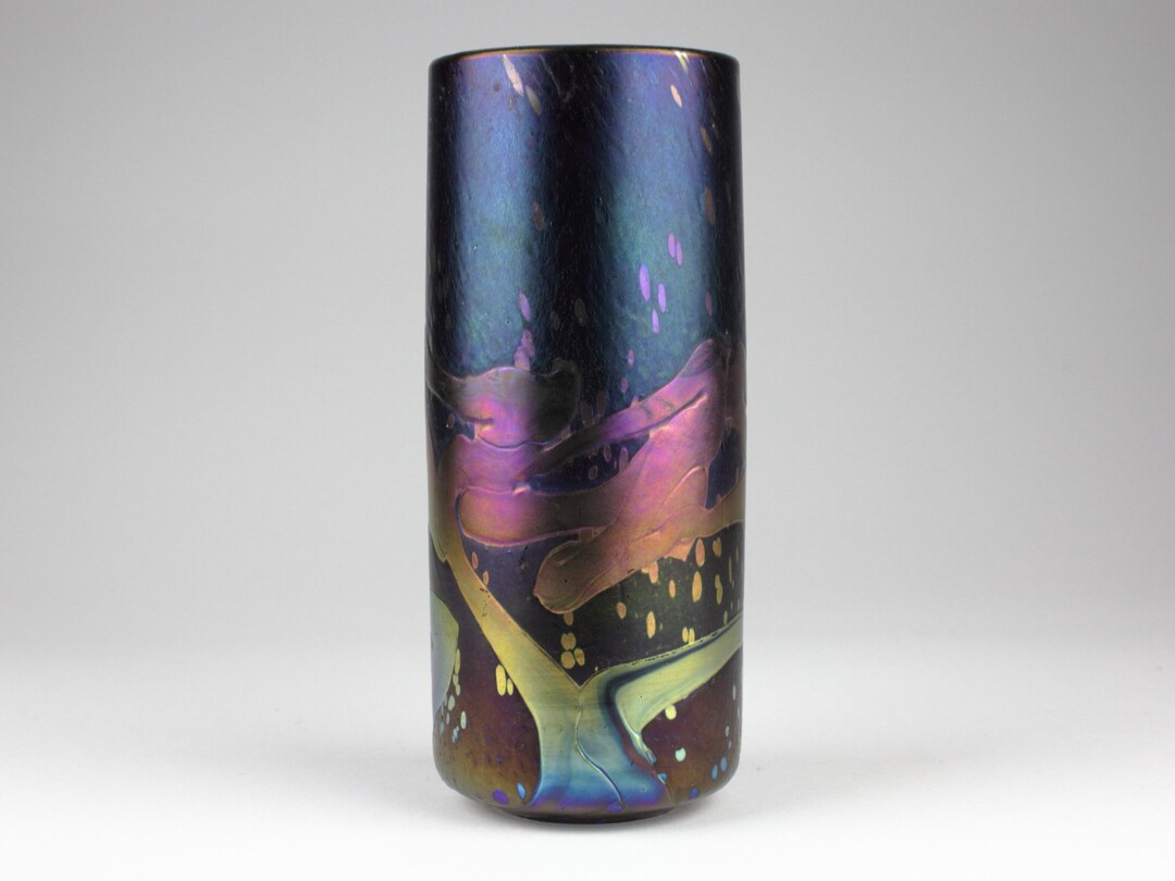 Black Luster Glass Vase, Design Glass Vase, West Germany Mid Century ...