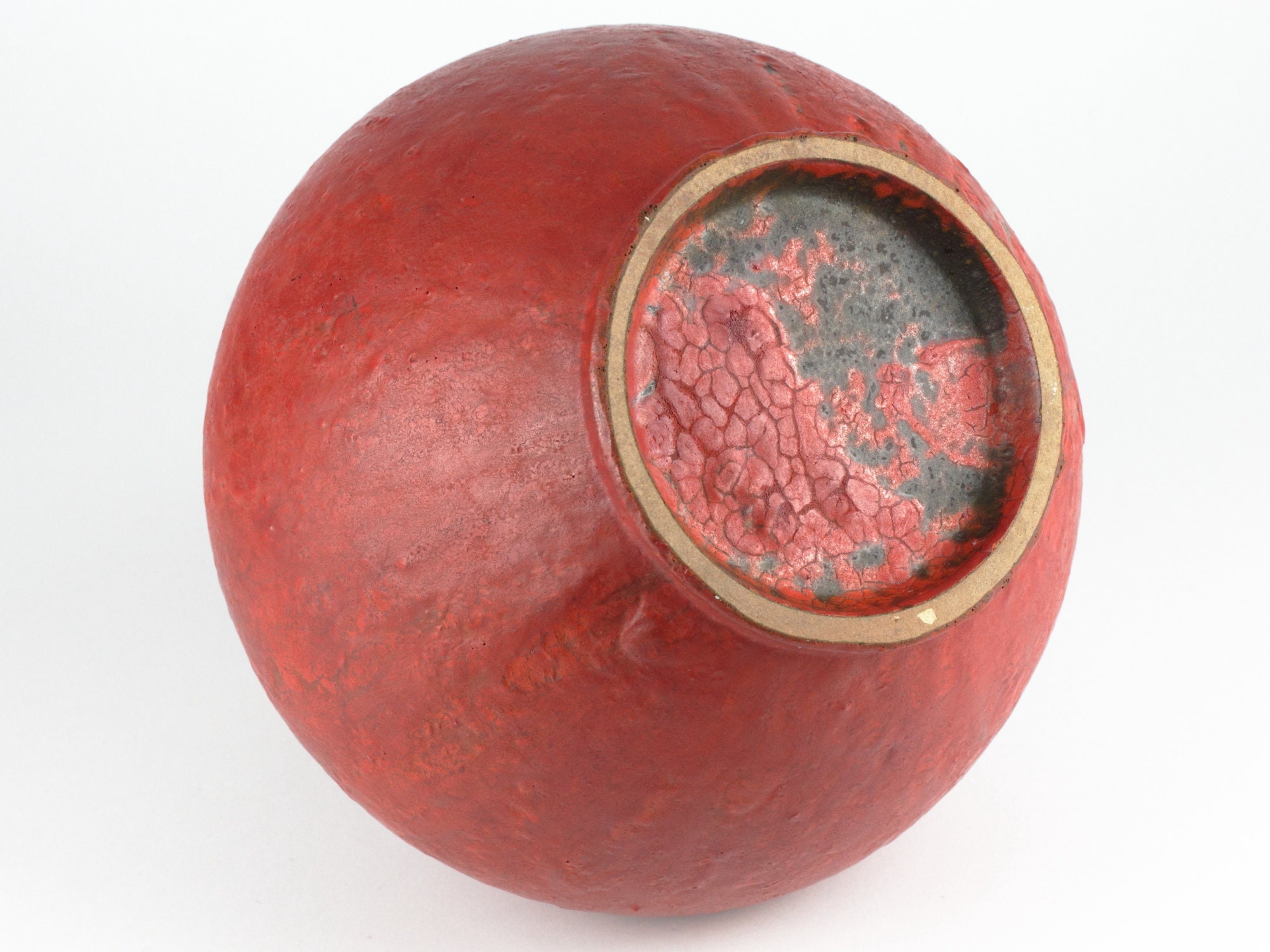 Ruscha Vulkano, Red Ceramic Vase, West German Pottery, Mid Century ...