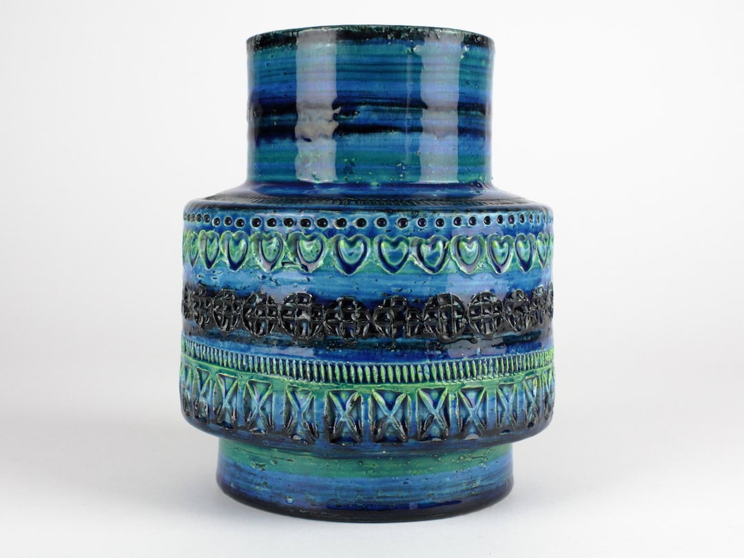 Bitossi Ceramic Vase Blue Bitossi Vase 70s Vintage Mid - Etsy