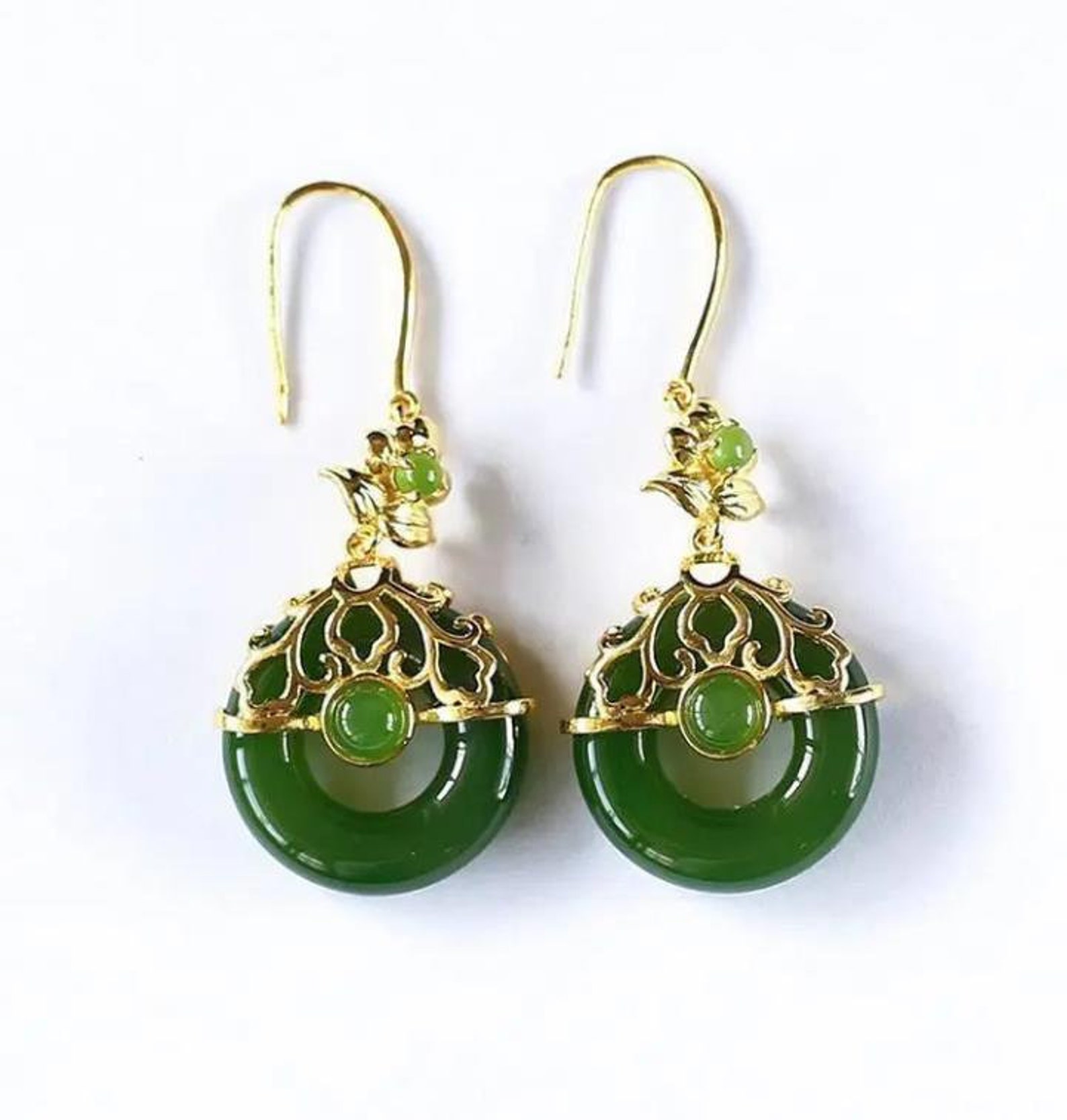 Free Shipping Natural AAA Green Jadeite Jade Inlaid 925 - Etsy