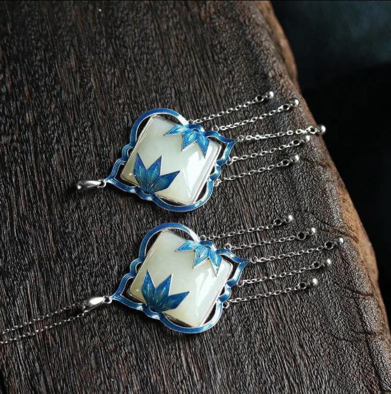 Free Shipping AAA White Jadeite Jade Round Rabbit Inlaid 925 - Etsy