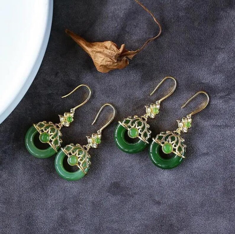 Free Shipping Natural AAA Green Jadeite Jade Inlaid 925 - Etsy