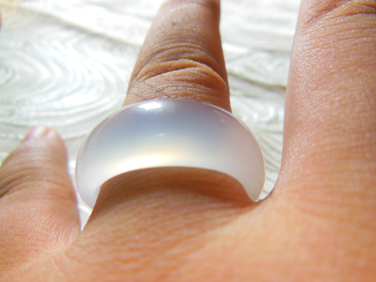 Free Shipping Natural AAA Ice Kind of the White Agate Ring Custom Sizes ...
