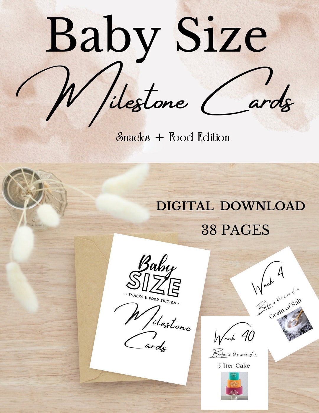 Baby Size Milestone Cards | Pregnancy Milestone Cards | What Size is My ...