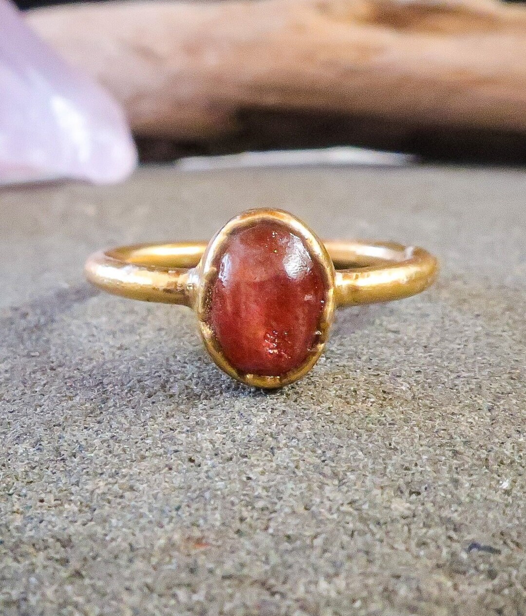 Sunstone Electroformed 24k Gold Plated Ring US Size 7 - Etsy