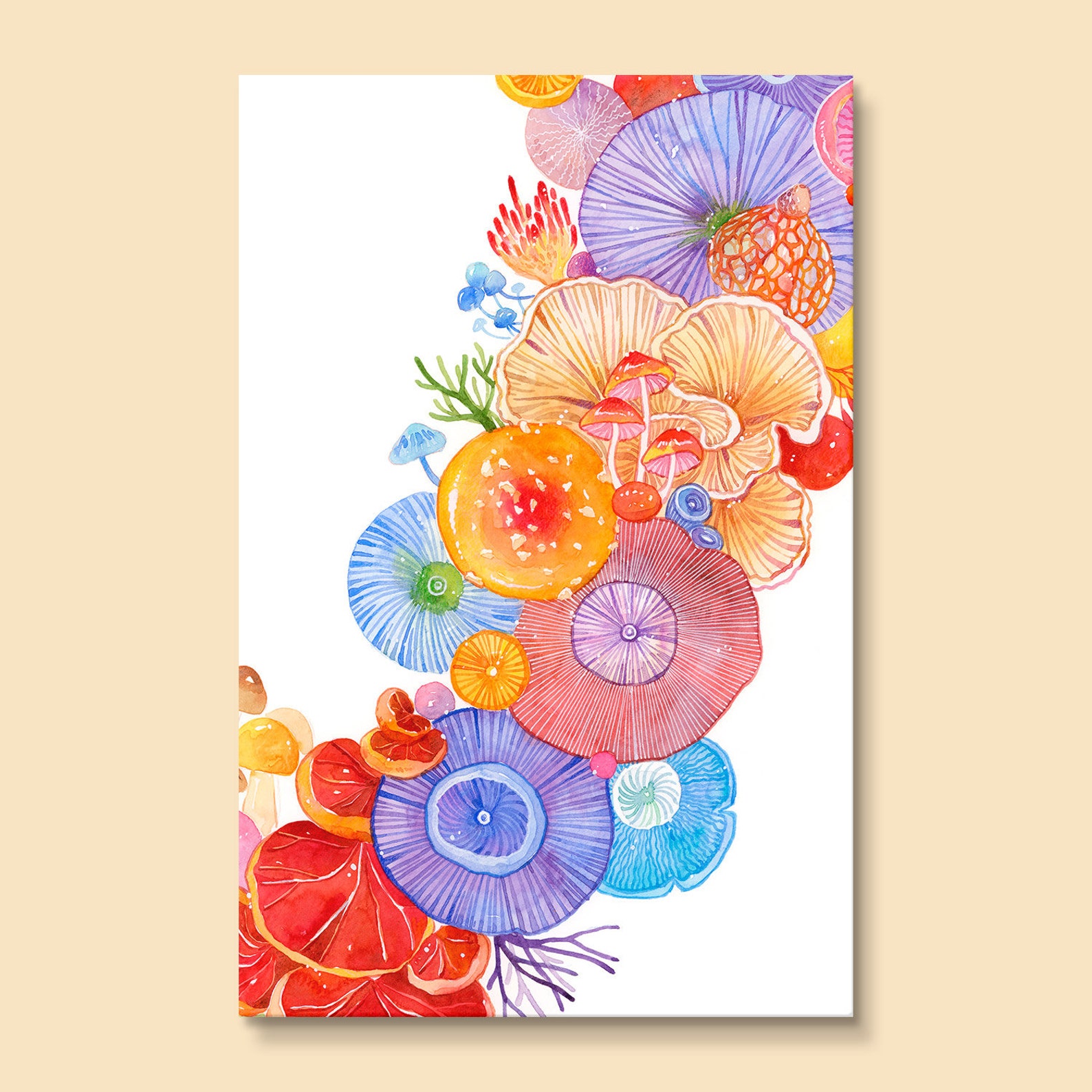 Mushroom Nature Abstract Illustration Watercolor Painting Poster Art - Etsy