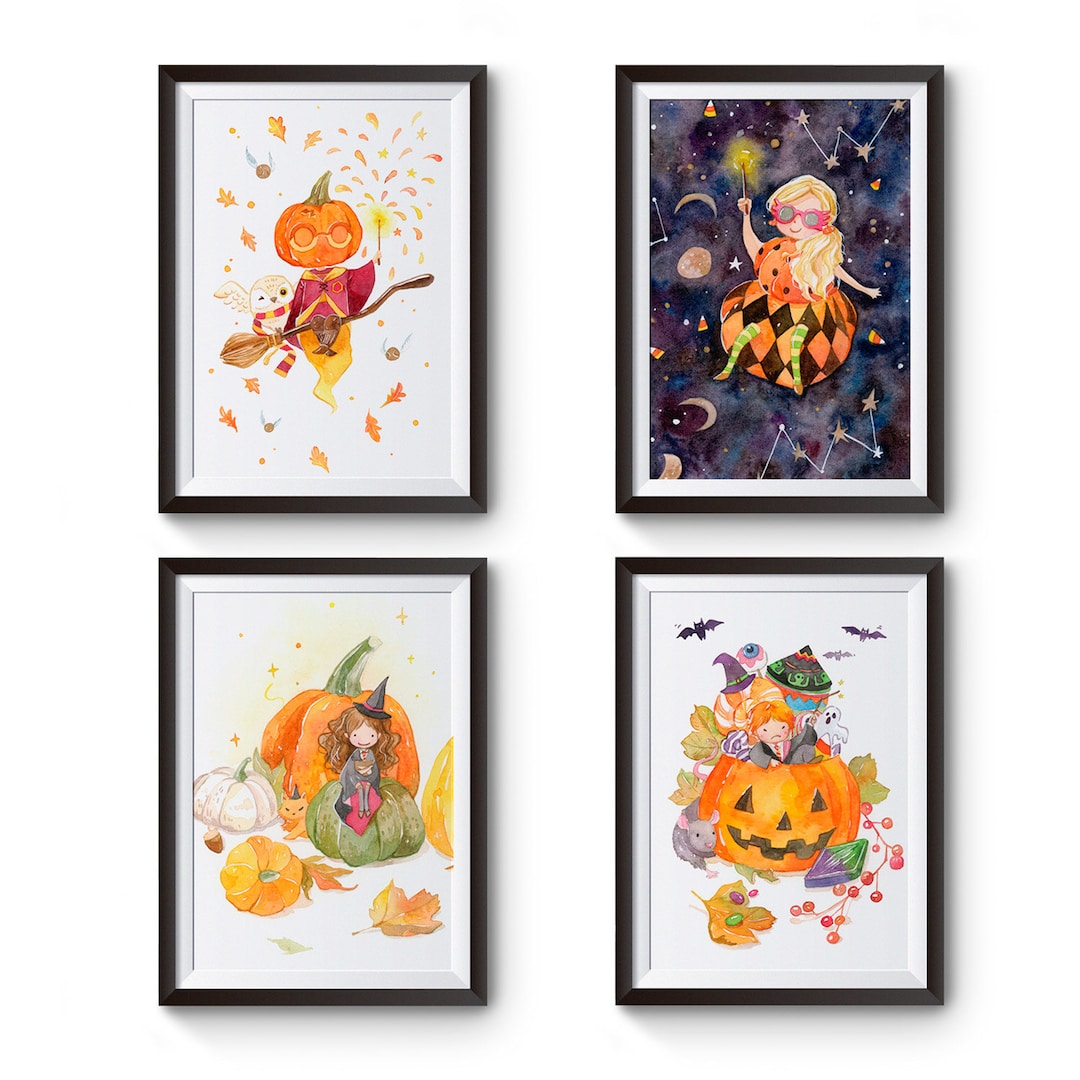 Ensemble de quatre 5 X7 Sorcière et Sorcier Automne Halloween ...