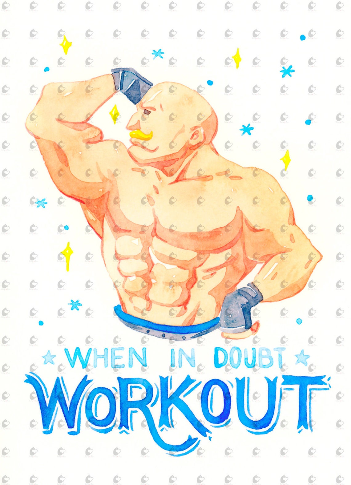 Fullmetal Alchemist Major Armstrong Workout Watercolor Art Print ...