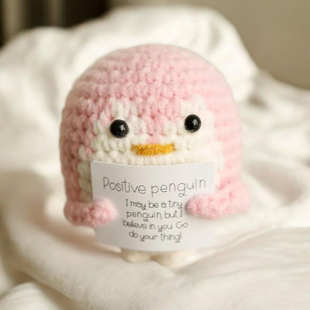 Unique Wool Crochet Penguin Plushie for Desk Decor, Handmade Crocheted ...