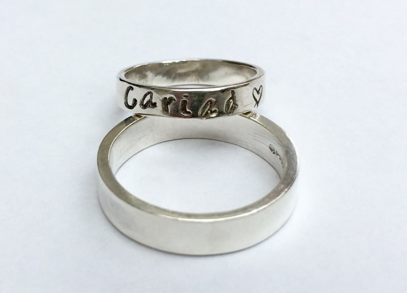 Silver Cariad ring/solid silver band ring/silver word | Etsy