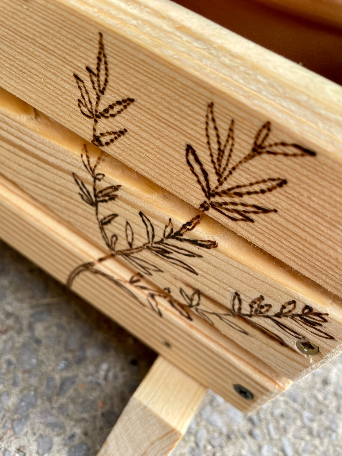 Herb Garden Wooden Planter Engraved Woodburning Design - Etsy