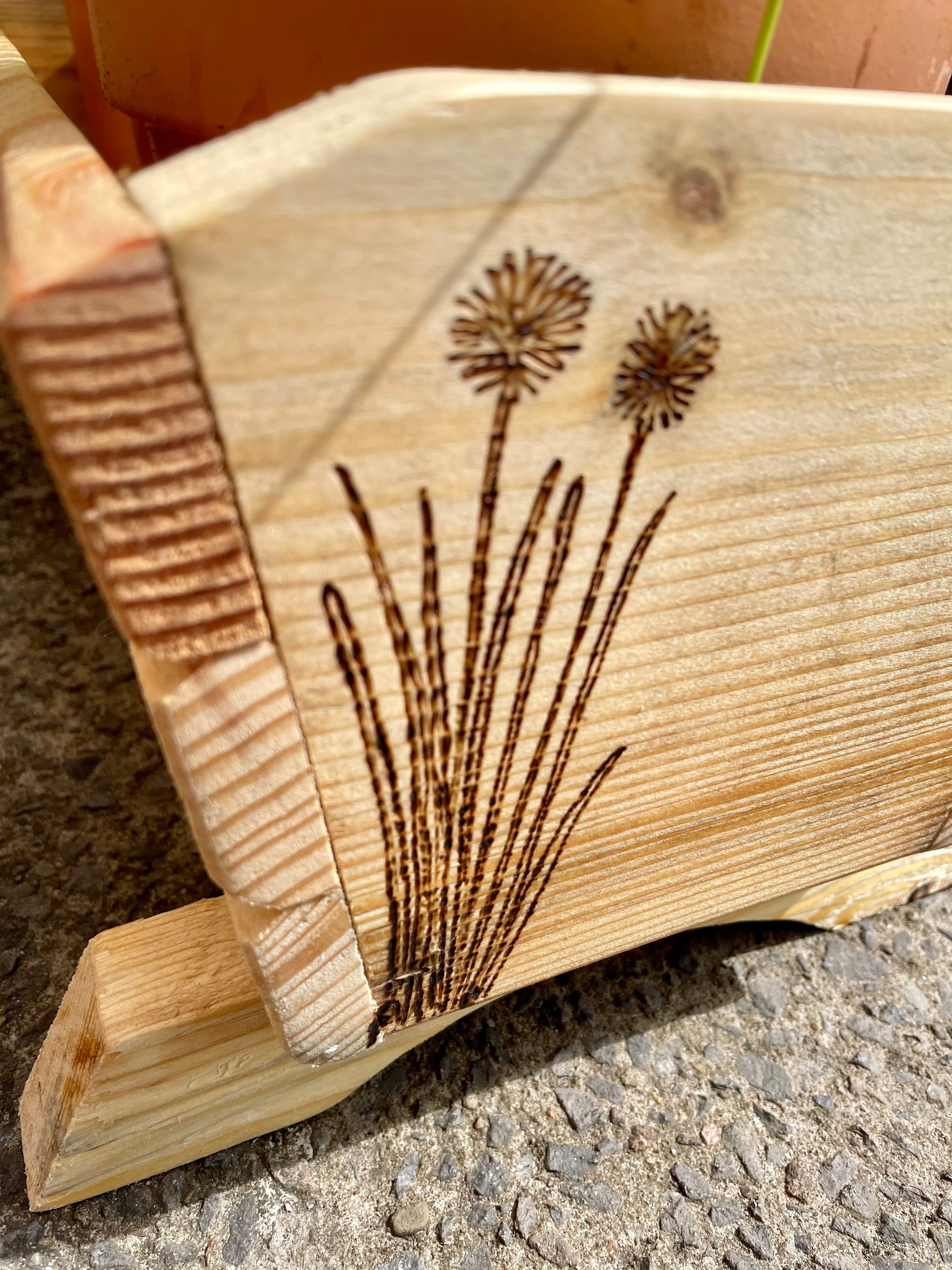 Herb Garden Wooden Planter Engraved Woodburning Design - Etsy