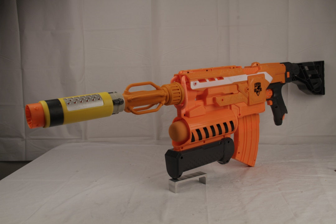 3D Printed Steam Punk Design Barrel Extension for Nerf Silencer ...