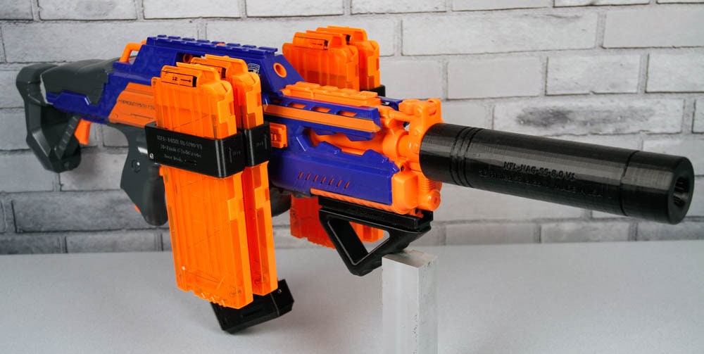 3D Printed Solid Nerf Magazine Clip Mount cam Lock Design Etsy