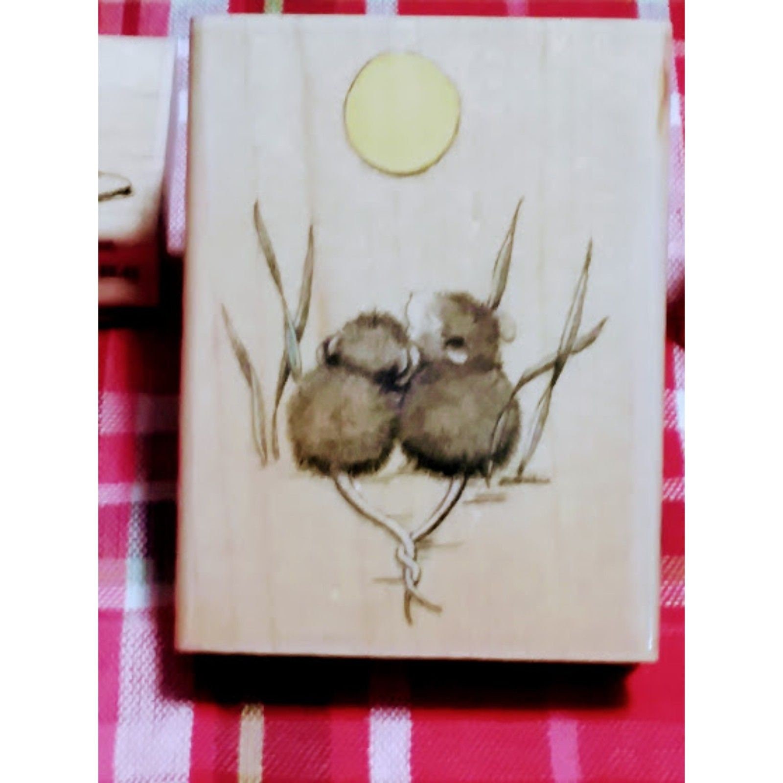 Vintage 1980 House Mouse Stampabilities Together Under Moon Wood Rubber ...