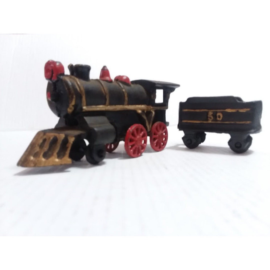 Antique Cast Iron Toy Train Steam Locomotive #50 Engine and Coal Car - Etsy