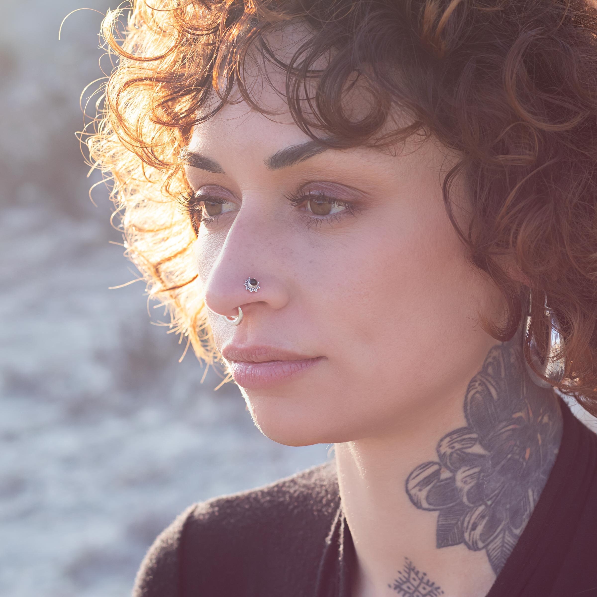 Lia Silver Nose Pin Nose Piercing With Amethyst ónix and - Etsy