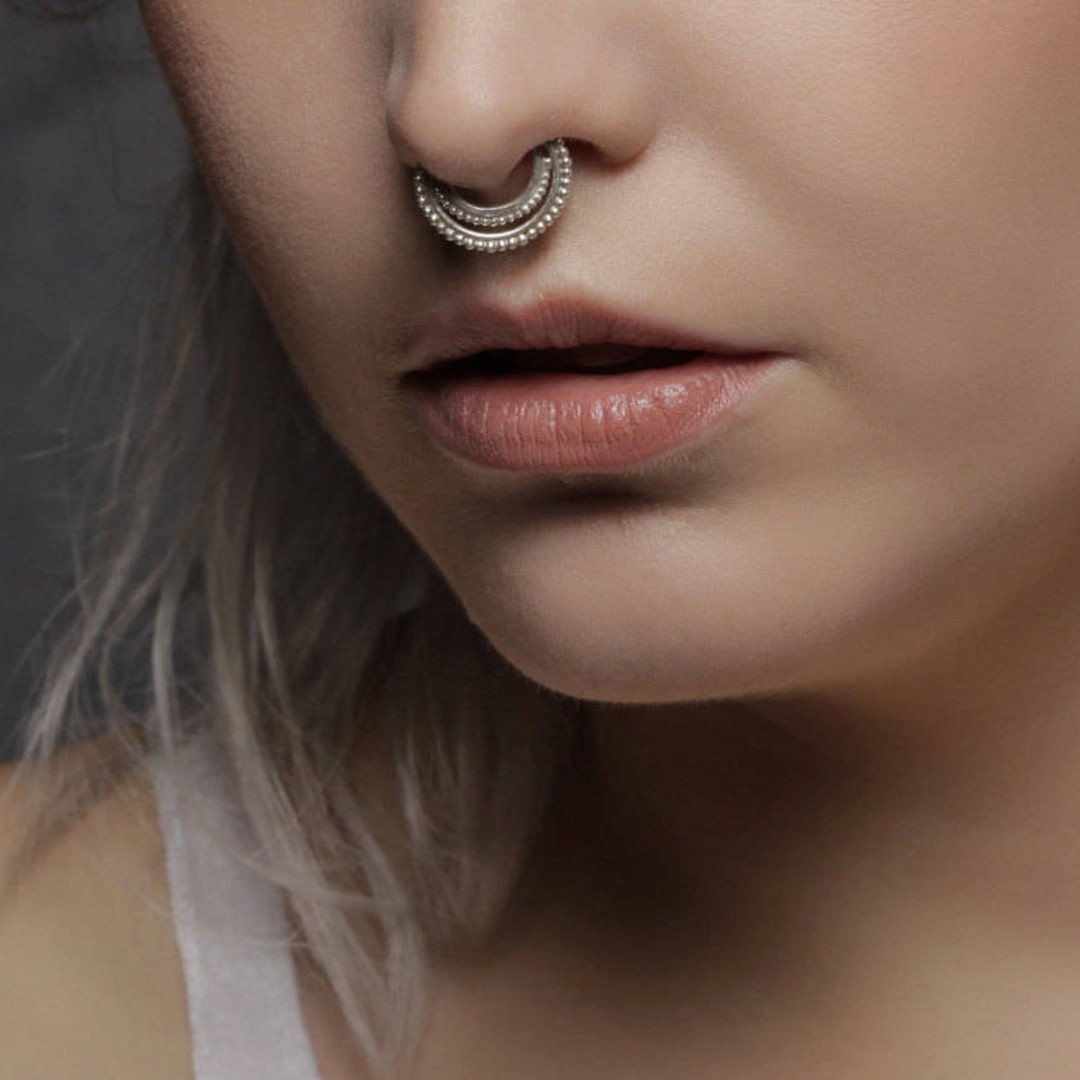 Indra Septum tribal piercing argent piercing daith piercing - Etsy France