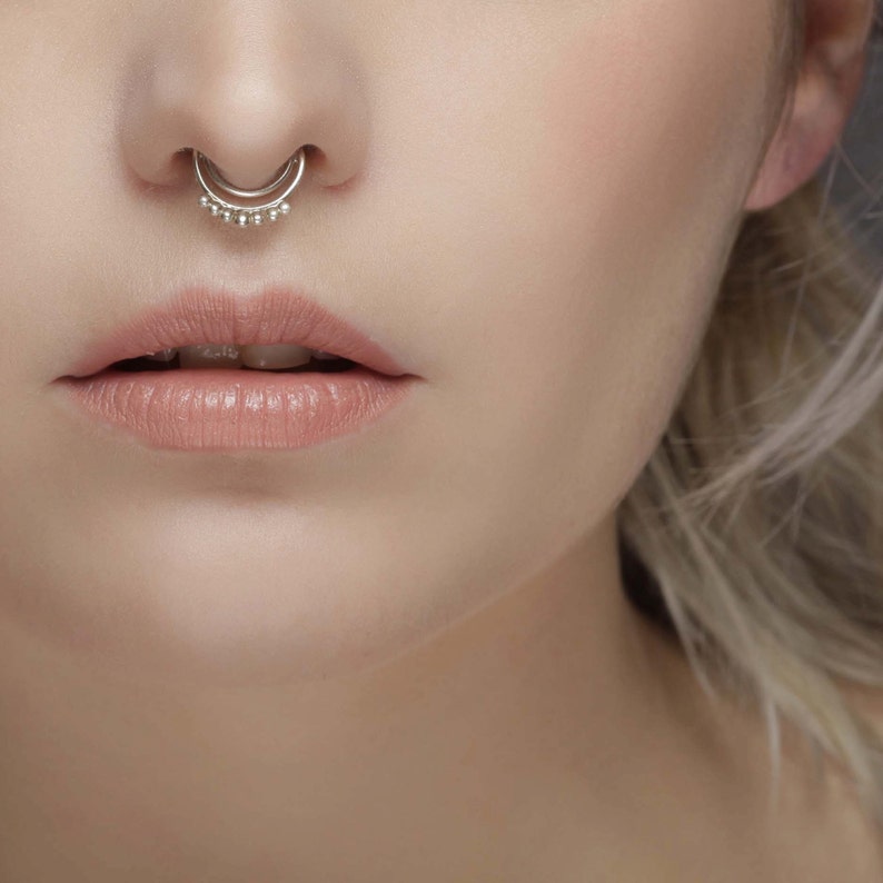 Moon silver septum ring piercing tragus piercing helix | Etsy