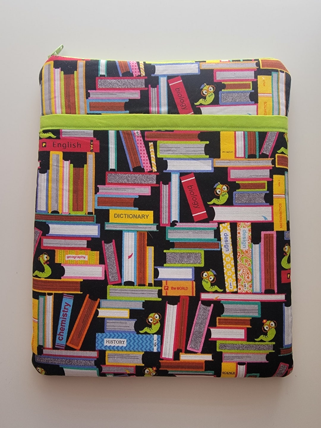 Bookworm Book Sleeve, Padded Book Sleeve, Zippered Book Sleeve, E ...