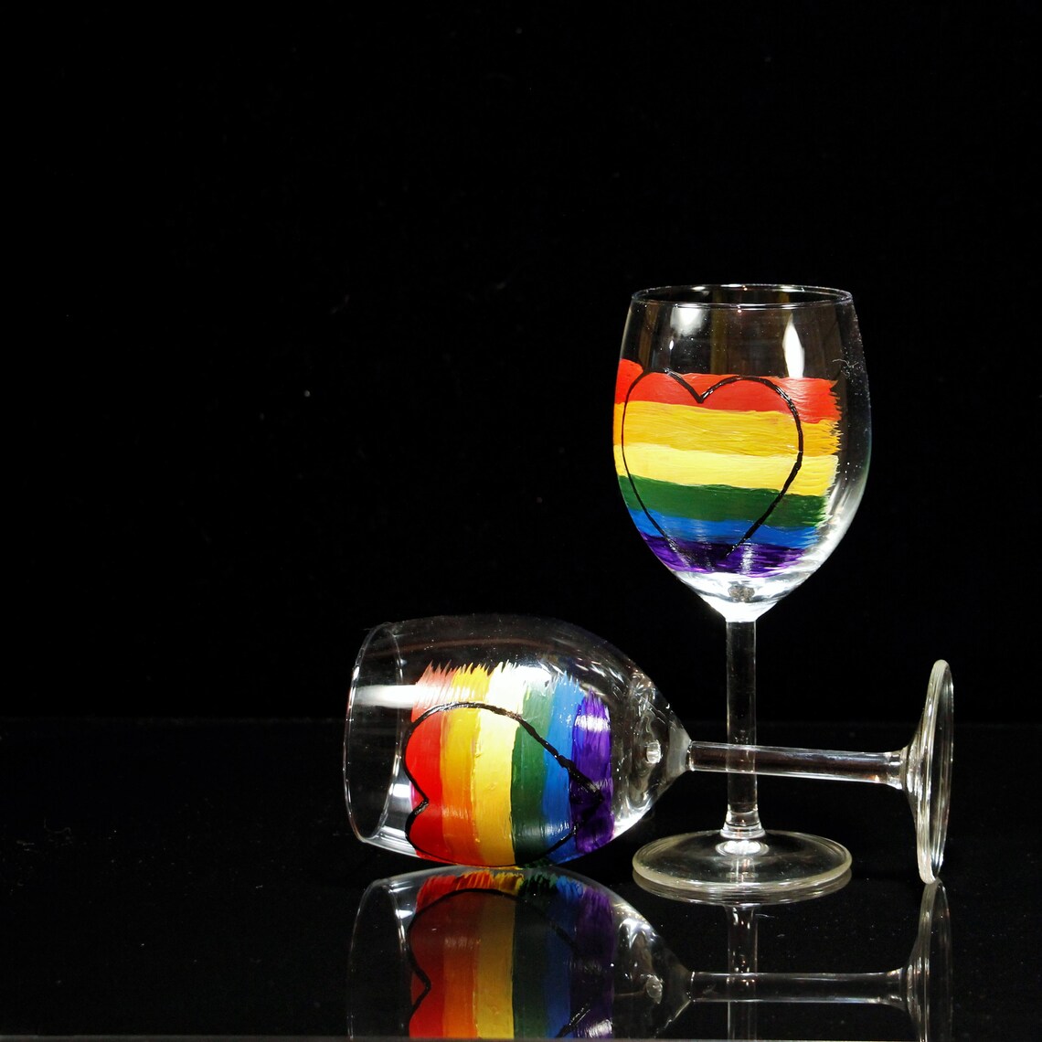 Pride Flag, Love, Rainbow, Painted Wine Glasses, Pair, - Etsy