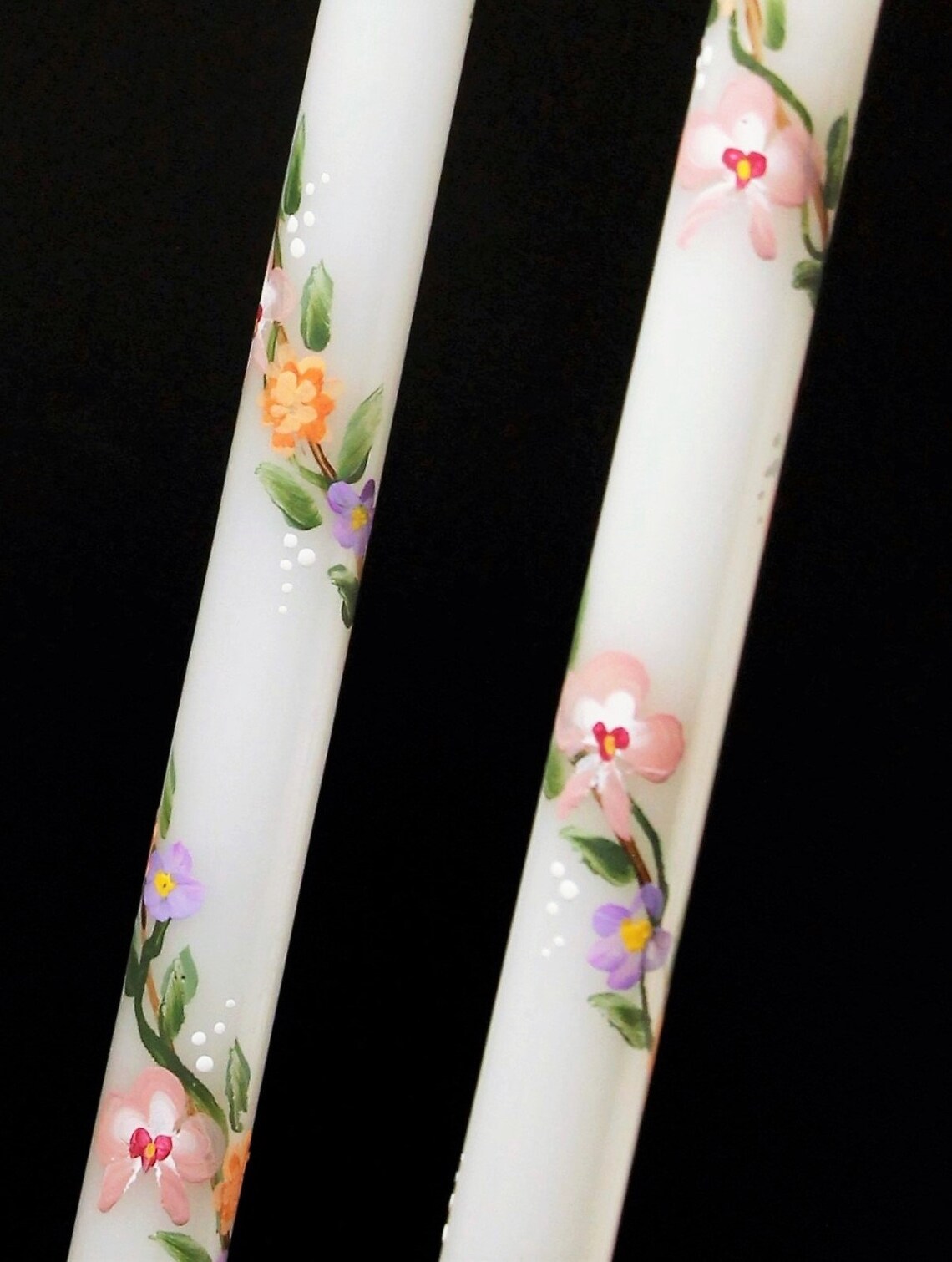 Hand Painted Floral Unity Candle Set: Custom Wedding Design - Etsy