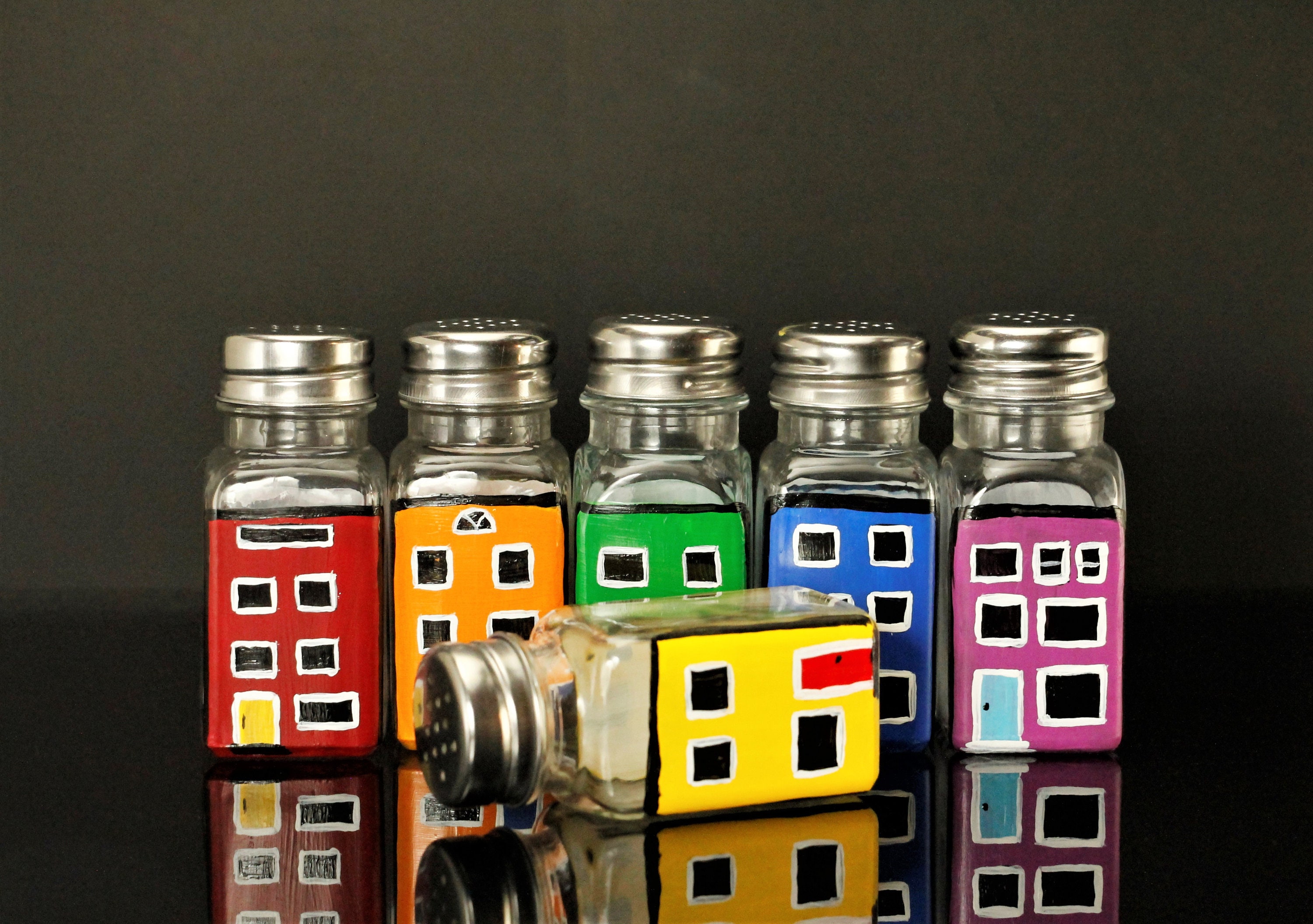 Jelly Bean Row House Salt and Pepper Shakers: Newfoundland Painted ...