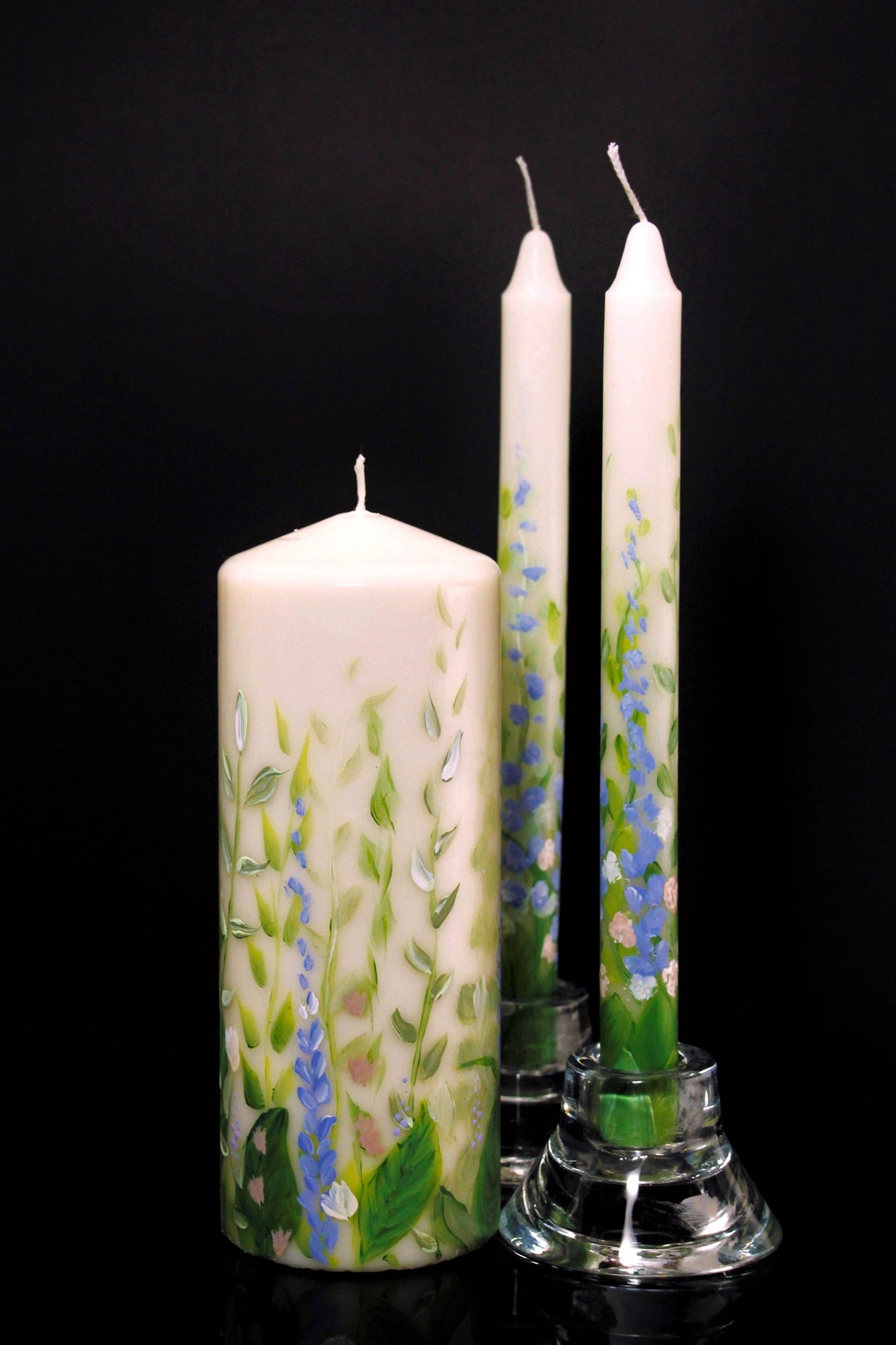 Custom Design Unity Candle Set, Hand Painted, Wedding Candle Set, - Etsy