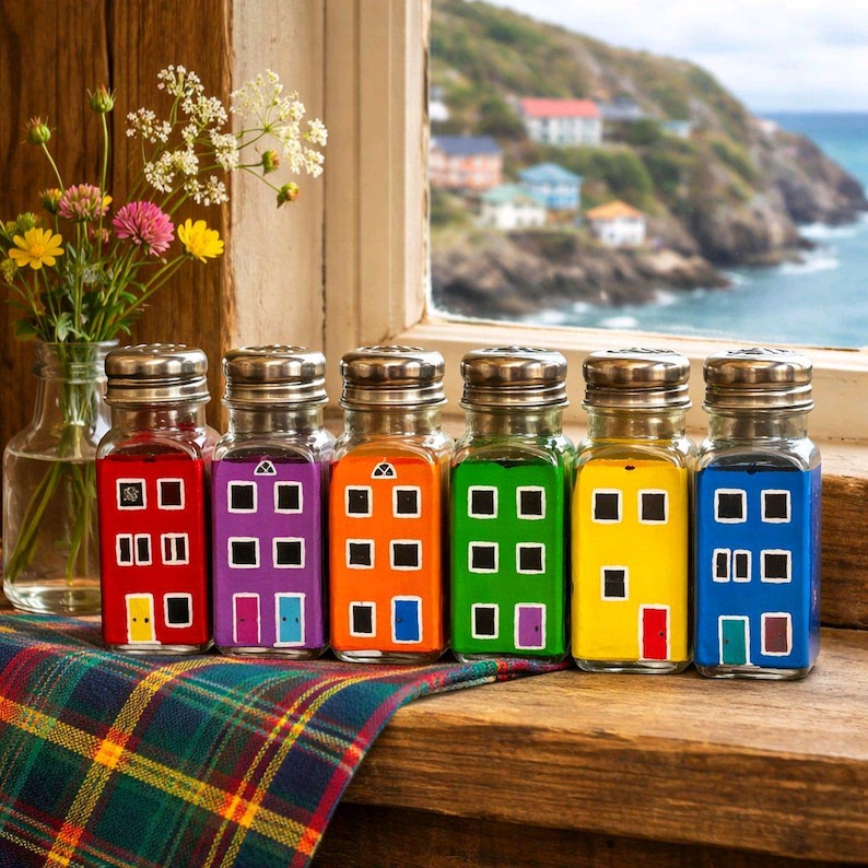 Jelly Bean Row House Salt and Pepper Shakers: Newfoundland Painted ...