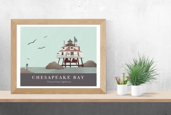 Thomas Point Lighthouse Art Print Eastern Shore Chesapeake | Etsy