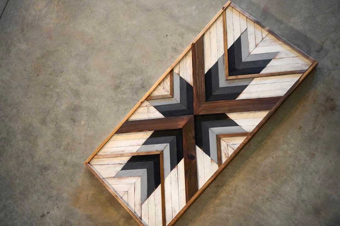 Barren Geometric Wood Wall Art, Neutral Farmhouse Decor - Etsy