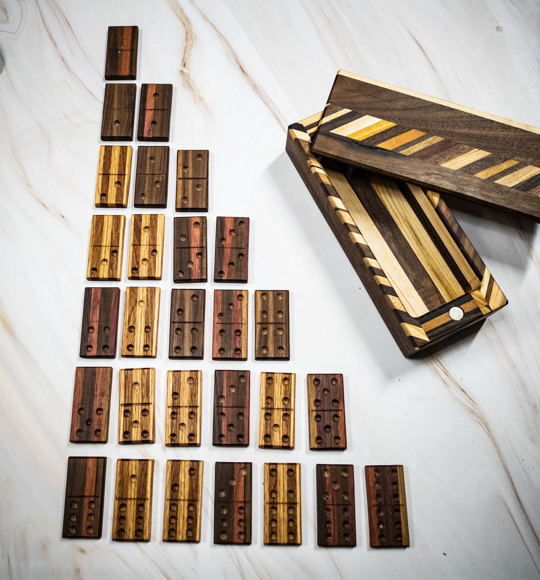Domino - Dominoes - Premium Hardwood Domino Set - Set of 28 Dominoes ...