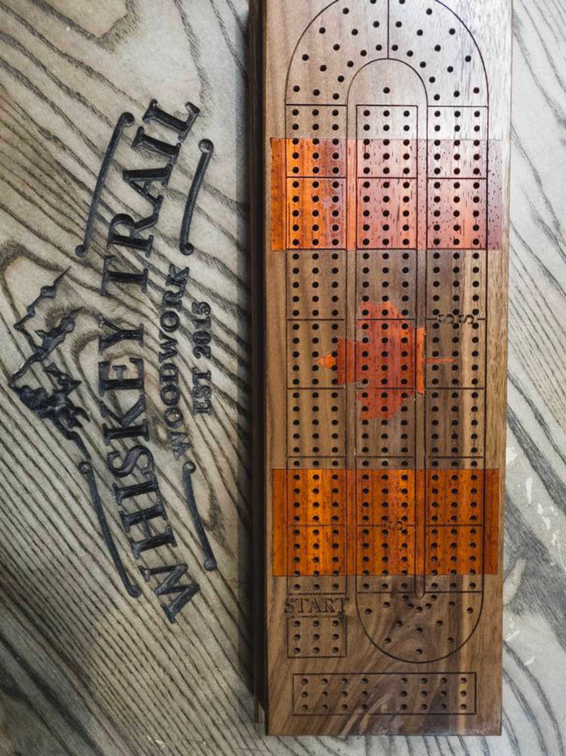 Maple Leaf Cribbage Board | Crib Board | Card and Peg Storage | Custom ...