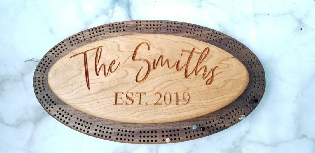 Oval Cribbage Board | Custom | Crib Board | Game | Wedding Birthday ...
