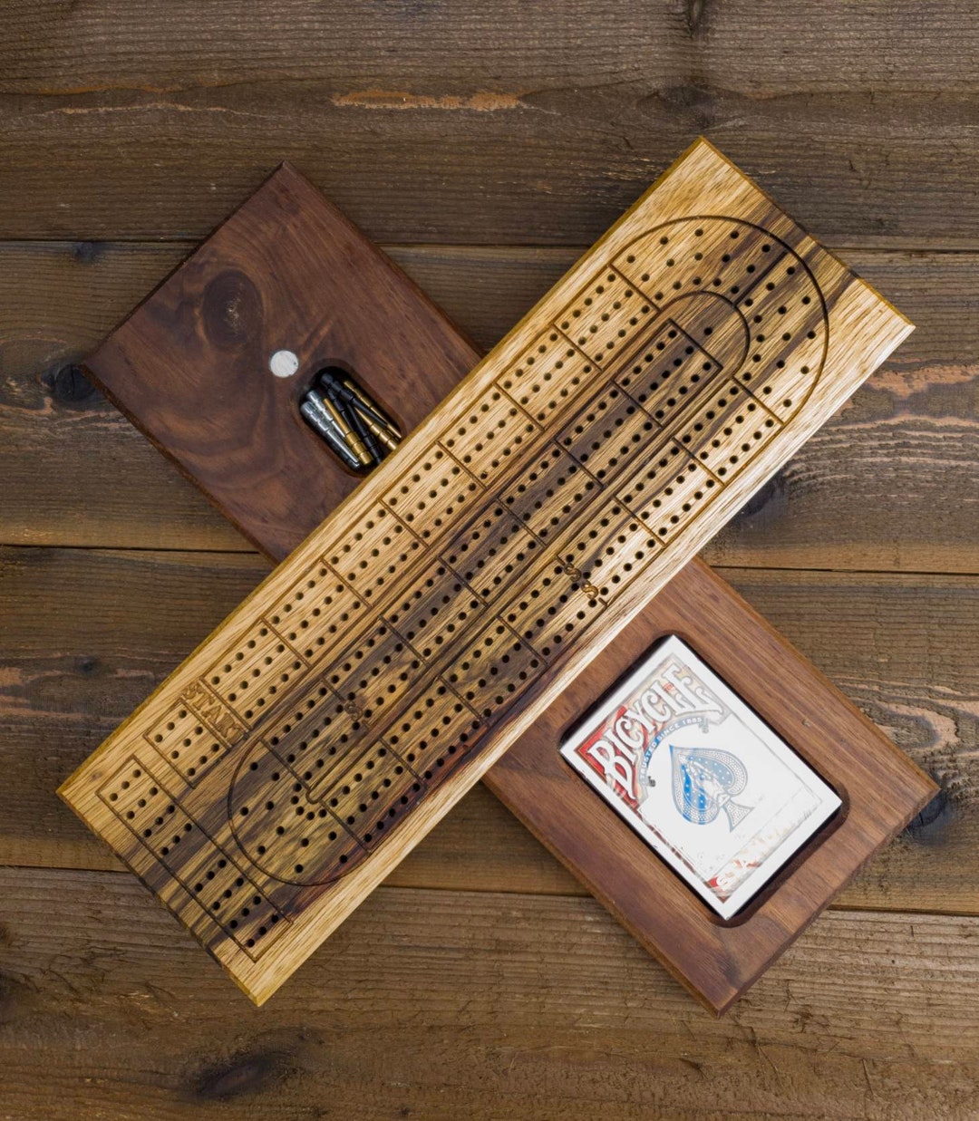 Limba Cribbage Board | Crib Board | Metal Pegs| Storage | Game ...