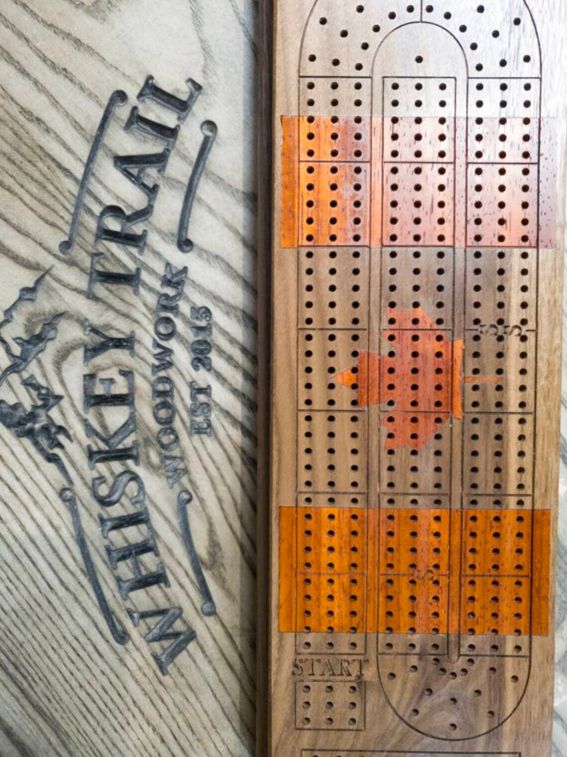 Maple Leaf Cribbage Board | Crib Board | Card and Peg Storage | Custom ...