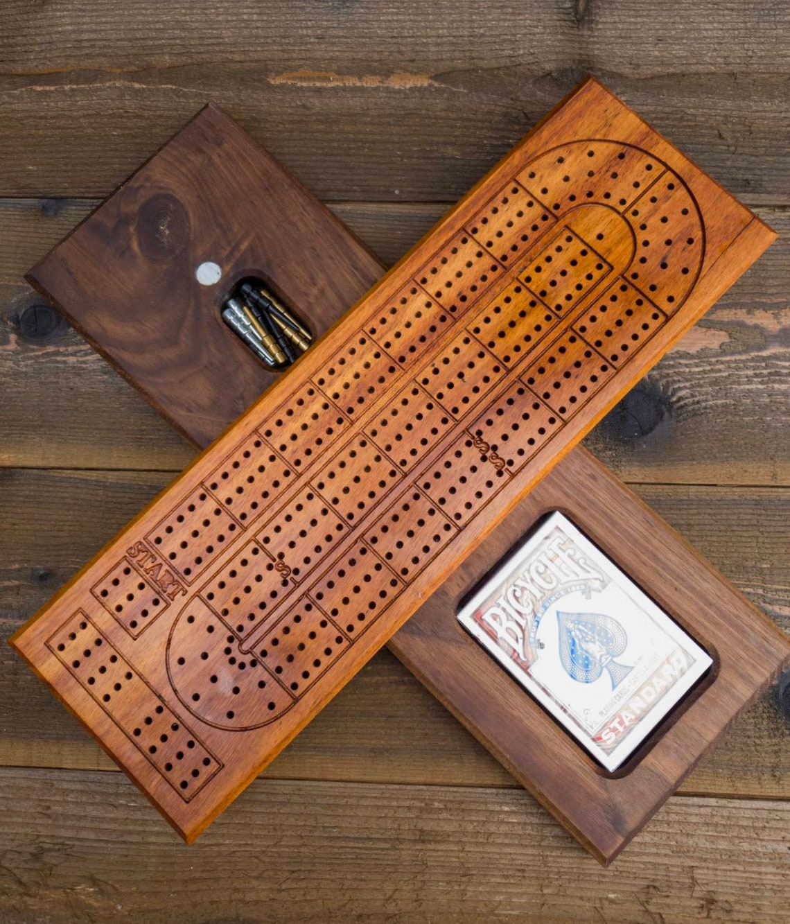 Lined Walnut Crib Board Cribbage Board skunk Lines card - Etsy