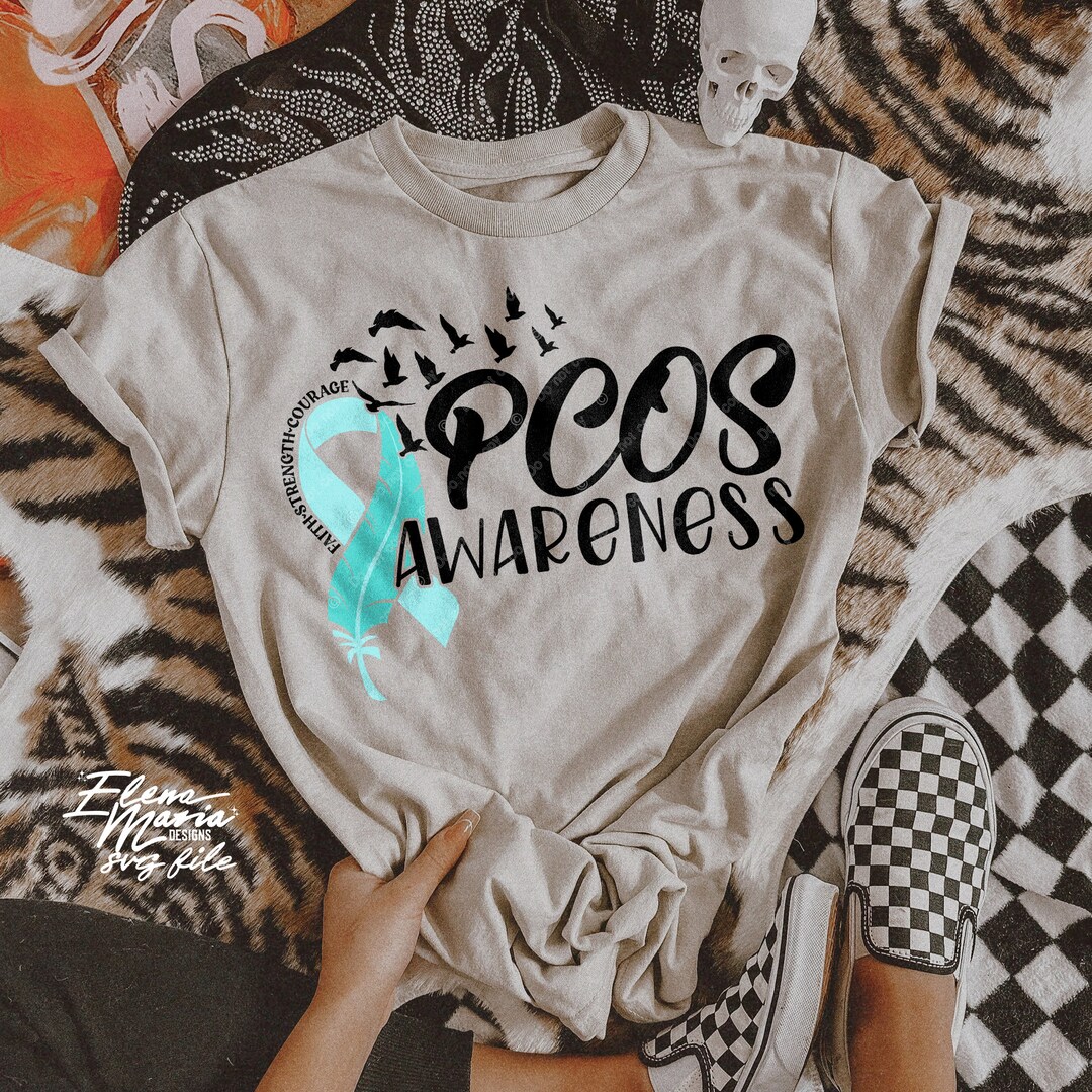 PCOS Awareness SVG File Polycystic Ovarian Syndrome Teal Ribbon Svg Eps ...