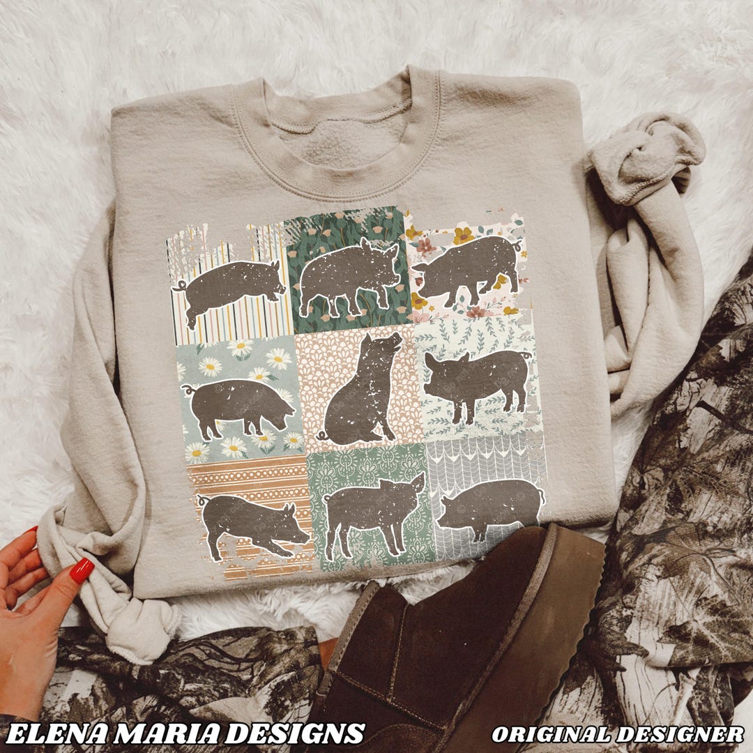 Retro Boho Pig Farm Sublimation Design PNG Files Clipart - Etsy